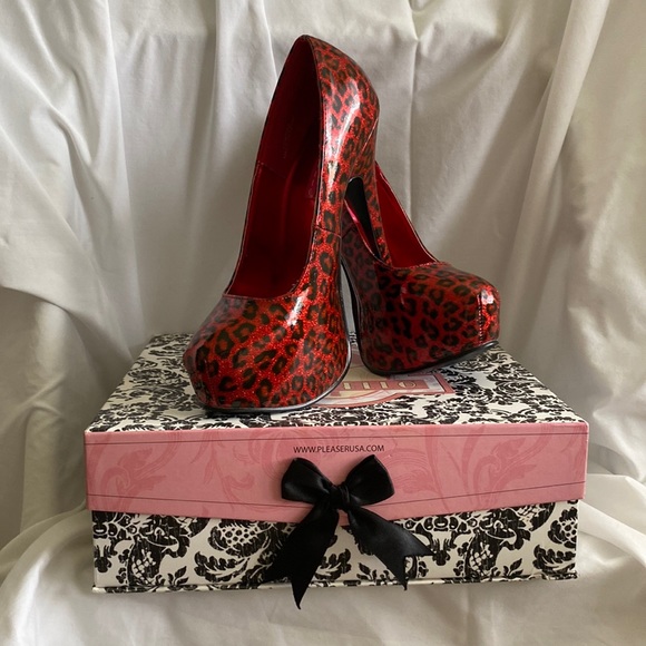 Shoes | Bordello Red Leopard Print Platform Stiletto Heels | Poshmark